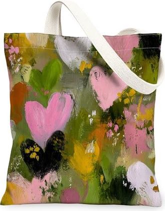 Generic Sacs fourre-tout en toile &agrave; motif floral artistique, r&eacute;utilisables, vintage, l&eacute;gers, lavables, multicolore, 13x15 Inch