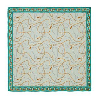 Le Parmentier Foulard en Soie Vert avec Cha&icirc;ne & Perles - Femme - Accessoires - Vert - Taille: ONE Size