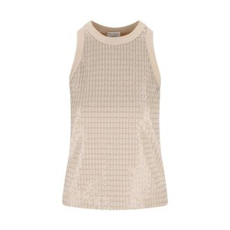 Brunello Cucinelli Baumwoll-Tanktop - - Tops - Damen - Beige - L