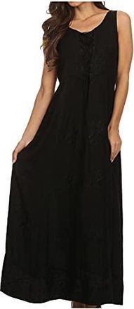 Sakkas 15229 - Stella Long - Robe de Corset Ajustable avec Fermeture &agrave; glissi&egrave;re et Caftan - Noir - L/XL