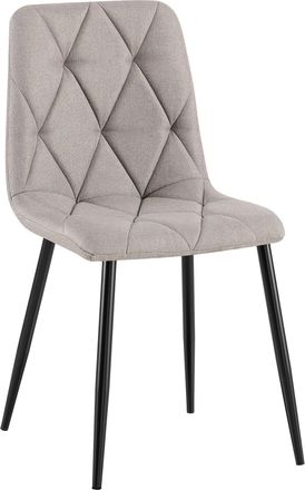 Clp Esszimmerstuhl gepolstert Clairton, Küchenstuhl mit gestepptem Bezug, mit schwarzem Metallgestell, bis 150 kg belastbar, Farbe:hellgrau, Material:Stof