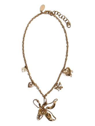 Twin-Set flower charm necklace - Gold