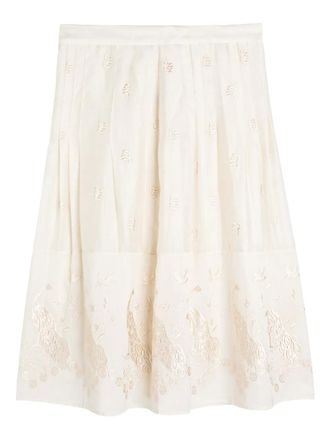 S.S.Daley jupe mi-longue &agrave; broderies - Tons neutres