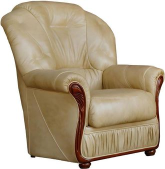 Vente-Unique Vente-unique - Fauteuil 100% cuir de buffle beige daphne