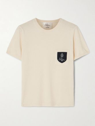 Frame Denim T-shirt En Cachemire &Agrave; Appliqu&eacute; X Ritz Paris - Cr&egrave;me