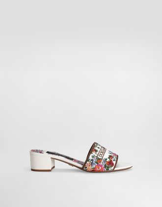 Dolce & Gabbana Nappa Leather Mules With Embroidery - Frau Pantoletten Und Mules White 37.5