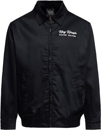 King Kerosin Veste gabardine pour homme | Kustom Kulture | 50S | Bakersfield | Rockabilly | Biker | Veste mi-saison | culte | Vintage | Rétro | Veste Kustom Kultur