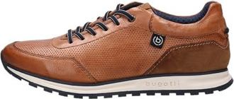 Bugatti Homme Baskets décontractées en Cuir, Chaussures à Lacets avec Mousse à mémoire de Forme, Semelle intérieure remplaçable, Cognac, 44 EU