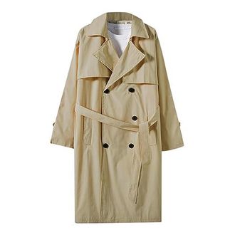 Generic Manteau Hiver Homme,Mens Anoraks - Printemps et Automne coupe-vent mi-longue double manteau ample version jeune style masculin polyvalent (Khaki, XXL)