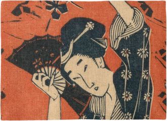 Fabulous Tischset aus Leinen - Geisha Motiv rot Illustration Japan traditionell - großes Format 40 x 28,5 cm