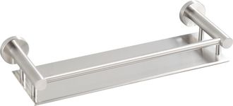 BGL Fashion Wandregal f&uuml;r Badezimmer, Nickel, 40 cm - Modernes, rostfreies Duschregal mit Schutzleiste, platzsparender Badezimmer-Organizer f&uuml;r Shampoo