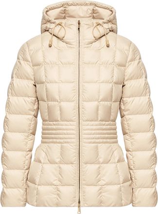 Moncler Moncler Doudoune Courte &Agrave; Capuche Et Matelassage Carr&eacute; Engoulevent, Femme, Beige, Taille: 00