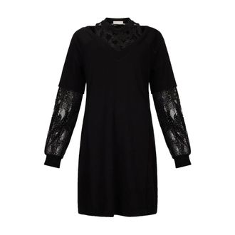 Liu Jo Femme, Robes, Noir, Taille: 36 FR Robe Mini &Eacute;l&eacute;gante en Dentelle