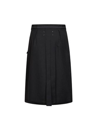Maison Margiela Womens Midi Skirt Charcoal Wool Black