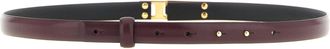 Alberta Ferretti Striped Gold-Buckle Belt - Burgundy