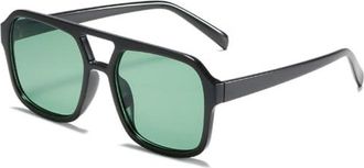 Generic Lunettes de soleil vintage pour femme - Double faisceau - Couleurs bonbon - Miroir - Noir - Vert - Taille unique 2026