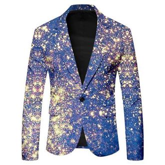 Generic Veste pour homme - Aspect &agrave; paillettes imprim&eacute; - Effet scintillant - Veste de costume pour carnaval, f&ecirc;te - Coupe ajust&eacute;e - Blazer pour spectacle - Co