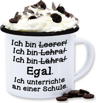 Shirtracer Emaille Tasse Blechtasse - Ich bin Lehrer - 300 ml - Weiß Schwarz - teacher schule tassen lehrern lehrergeschenke email lehrergeschenk lährer klassenl