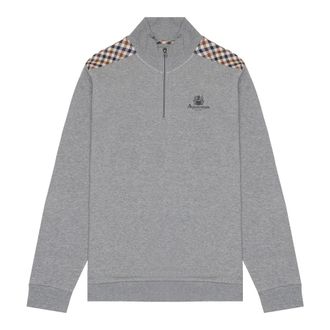 Aquascutum CC Shoulder 1/4 Zip Fleece - - Sweatshirts & Hoodies - Herren - Grau - XL