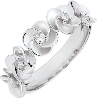 Edenly Ring Blüte - Rosenkränzchen - Weißgold und Diamanten - 18 Karat