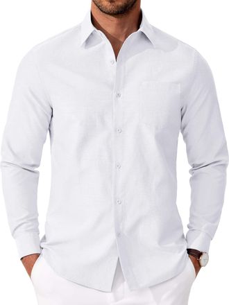 Coofandy Hemd Herren Langarm Oxford Hemden Regular Fit HerrenHemden Langarm Business Hemd Baumwolle Freizeithemd B&uuml;gelfreie Hemden Casual Oberhemd mit Tasche W