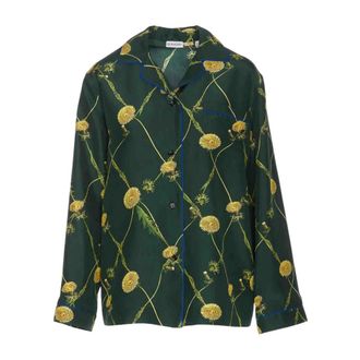 Burberry Chemise de pyjama en soie imprim&eacute; pissenlit - Femme - V&ecirc;tements de nuit et de d&eacute;tente - Vert - Taille: 40 FR