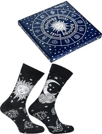 Rainbow Socks Astrology Box Socks - Hommes Femmes Chaussettes Cadeaux Pour Les Fans des Signes du Zodiaque et de lastrologie - 1 Paire - Taille 41-46