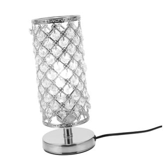 Holibanna Dekorative Indoor Kristall Tischlampe Silber Mit Knopfschalter Und Eu-stecker Kompakte Einzigartiges Design F&uuml;r Wohnzimmer Und Schlafzimmer Einfache B