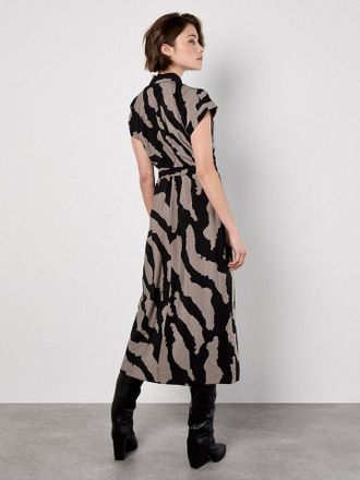 Apricot Midikleid Hemdblusenkleid (mit G&uuml;rtel) mit Zebradruck