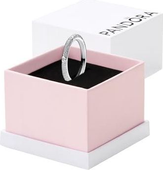 Pandora Pandora ME Bague Texture en argent sterling avec zircones cubiques transparentes, taille 56