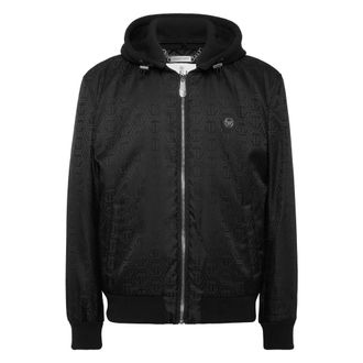 Philipp Plein Homme, Vestes, Noir, Taille: 2XL Bomber &agrave; Capuche en Nylon