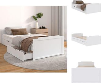 vidaXL Massivholzbett mit Schubladen Weiß Kiefer 90x200 cm - Bettsofa - Holzbett - Doppelbett - Singlebetten - Kiefernbett