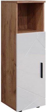 Vicco Midischrank Weiß Hochglanz/Goldkraft Eiche Irma 30x95x30 cm - Die Badezimmermöbel, Ideal für kleine Räume und schmale Nischen