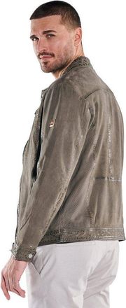 Emilio Adani Lederjacke Herren Sportive Lammlederjacke, Khaki