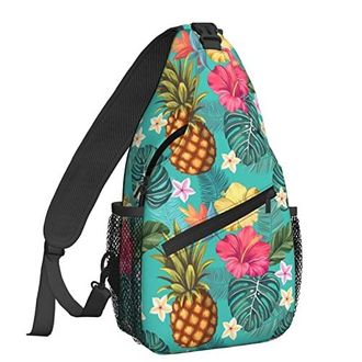 Generic Ananas Et Fleurs &Eacute;panouies Sac &Agrave; Dos Bandouli&egrave;re L&eacute;ger Sacs &Agrave; Dos Antivol Sac &Agrave; Bandouli&egrave;re Pour Voyage Quotidien Shopping