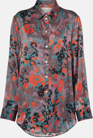 Asceno Bedrucktes Hemd aus Seiden-Charmeuse