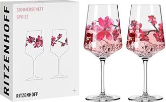 Ritzenhoff 3461006 Aperitif-Glas Sprizz 2er-Set 500 ml - Serie Sommersonett Nr. 11 + 12 - mit Asia-Motiv Rot - Made in Germany
