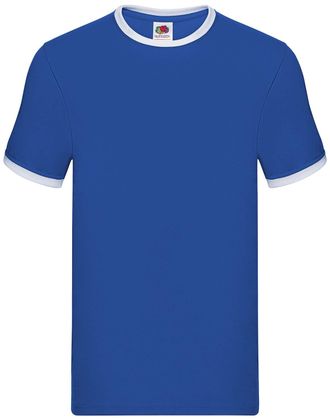 Fruit Of The Loom Valueweight Ringer T Herren T-Shirt, Farbe:royal/wei&szlig;, Gr&ouml;&szlig;e:2XL