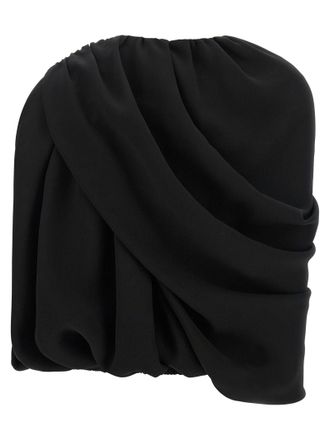Balenciaga Silk Cady Draped Top - Black