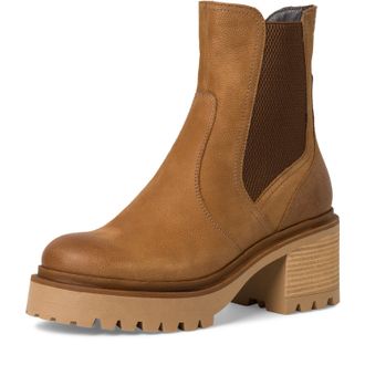 Tamaris Damen Boots Leder Blockabsatz gef&uuml;ttert Winter; NUT/braun; 38
