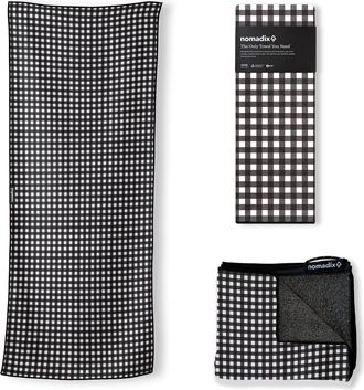 Nomadix Original Handtuch - perfekt f&uuml;r Strand, Pool, Reisen, Camping, Yoga - aus recycelten Materialien - super saugf&auml;hig - sandabweisend - Gingham-Schwarz -