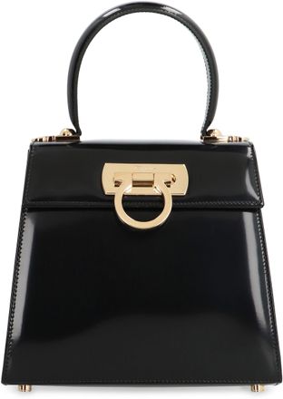 Ferragamo Womens Iconic Calf Leather Handbag Black Calfskin Handbags Hand Bags