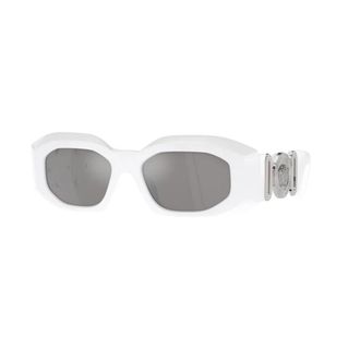 Versace Wei&szlig;e Fassung mit hellgrauen verspiegelten Gl&auml;sern - - Accessories - Damen - Wei&szlig; - 54 MM