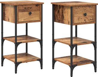 vidaXL Vidaxl - Nachttisch 2 pcs Altholz 34 x 36 x 70 cm Schichtholz und Metall