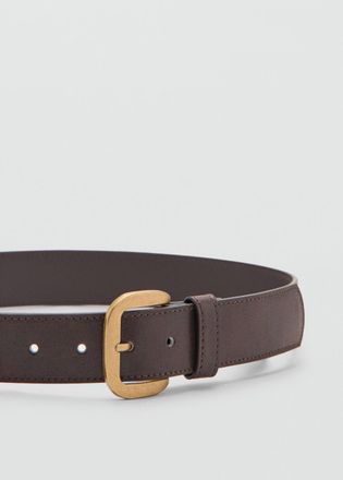 Mango Ceinture boucle carr&eacute;e chocolat - Femme - S - MANGO