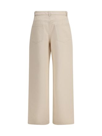 R&oacute;he Womens Baggy Fit Jeans Ecru Cotton
