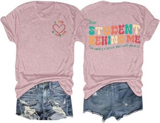 Generic T-shirt personnalis&eacute; T-shirt enseignant amusant pour femmes avec motif &eacute;tudiant T-shirt graphique d&eacute;contract&eacute; pour l&eacute;t&eacute; T-shirts rouges pour femmes T-