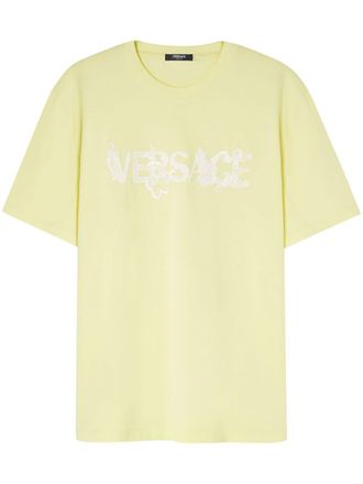 Versace t-shirt &agrave; logo brod&eacute; - Jaune