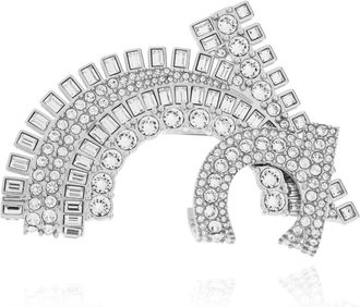 Ferragamo Femme, Accessoires, Gris, Taille: ONE Size Crystal Brooch