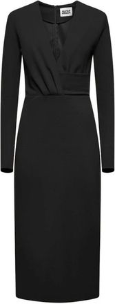 Silvian Heach Femme, Robes, Noir, Taille: 36 FR Abito midi dettaglio arricciato